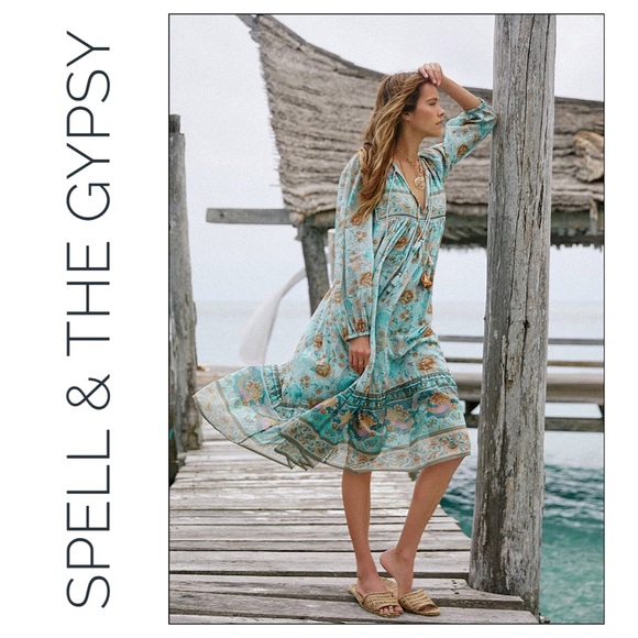 Spell | Dresses | Spell The Gypsy Seashell Boho Dress Seafoam | Poshmark